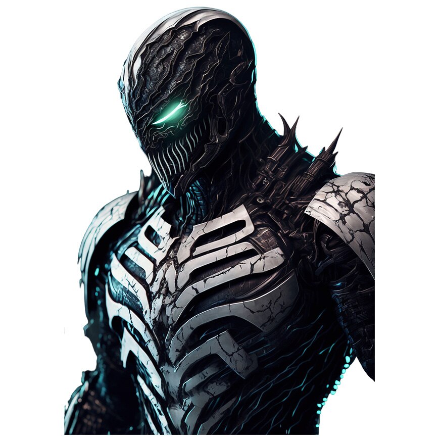 SpiderMan Venom Style Self Portrait Sticker Iron Armor Blue Glowing ...
