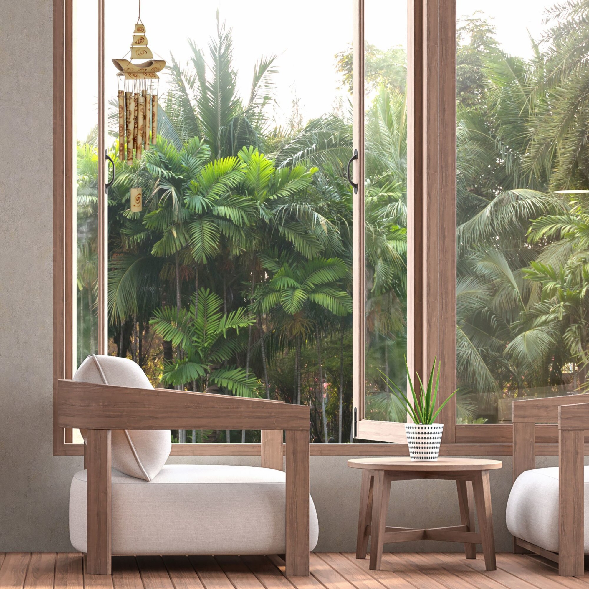 Clopot de vant din bambus, rezistent la intemperii, pentru balcon sau ...