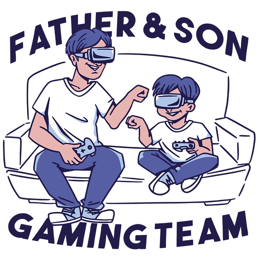 Sticker Tata si Fiu, Jocuri Video, Echipa, VR, Consola, Play Station, x ...