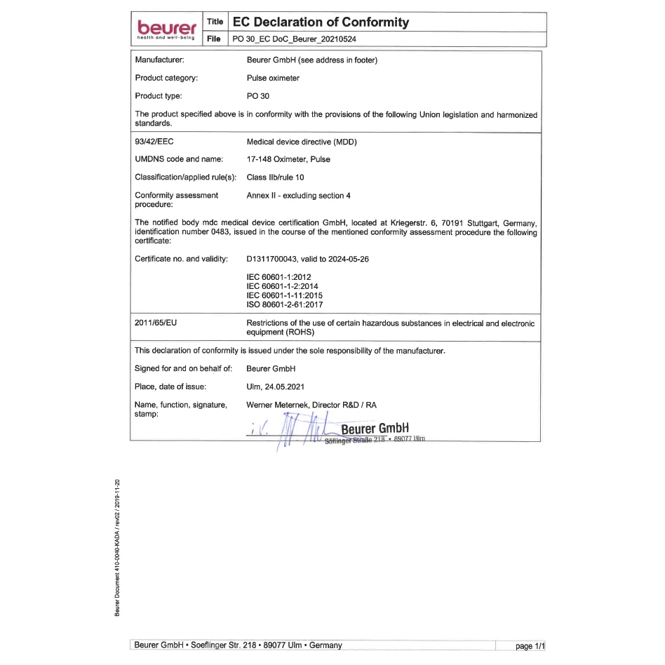 Pulsoximetru Beurer PO30 - eMAG.ro