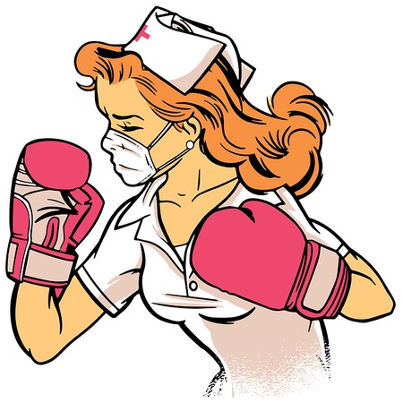 Sticker Cu Femeie Asistenta Cu Manusi De Box, Asistente Medicale Super ...