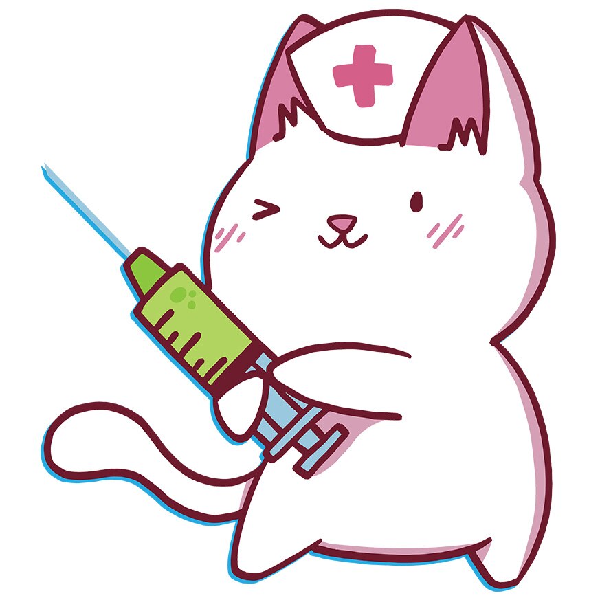 Sticker Cu Pisica Alba Asistenta Cu Seringa, Asistente Medicale Super ...