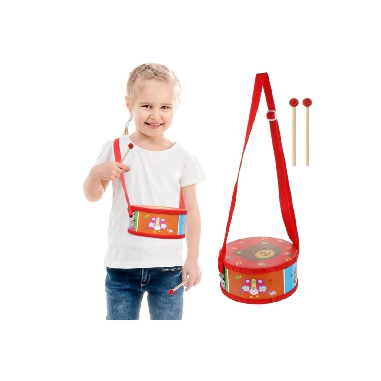 Toba pentru copii, lemn, 18 cm, rosu - eMAG.ro