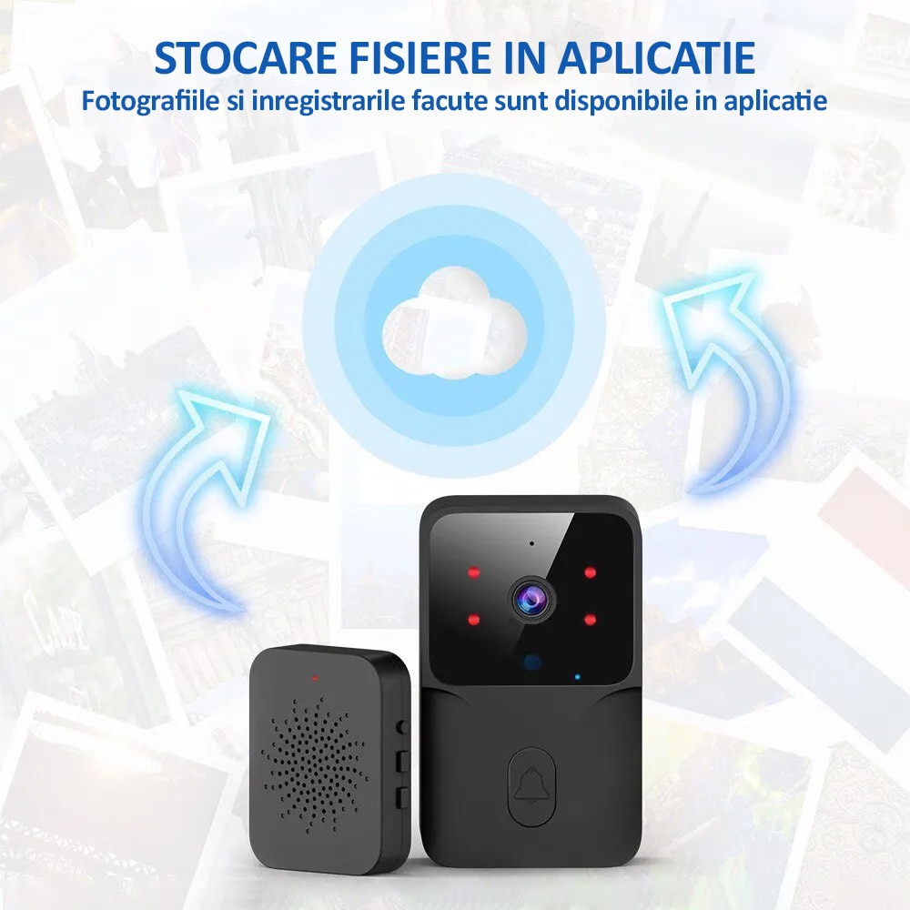 Sonerie wireless cu camera video, NEXTLY, rezolutie video HD 720p ...