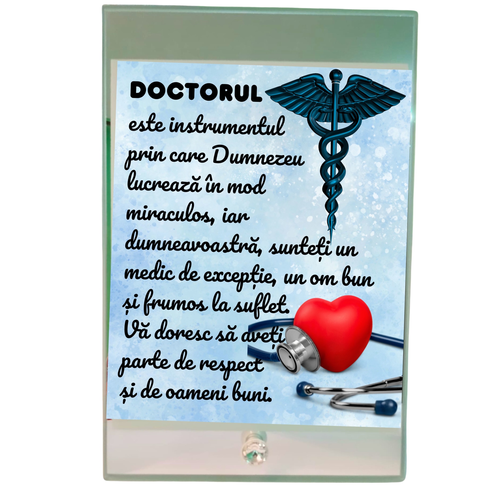 Placheta sticla, personalizata, pentru domnul sau doamna doctor ...