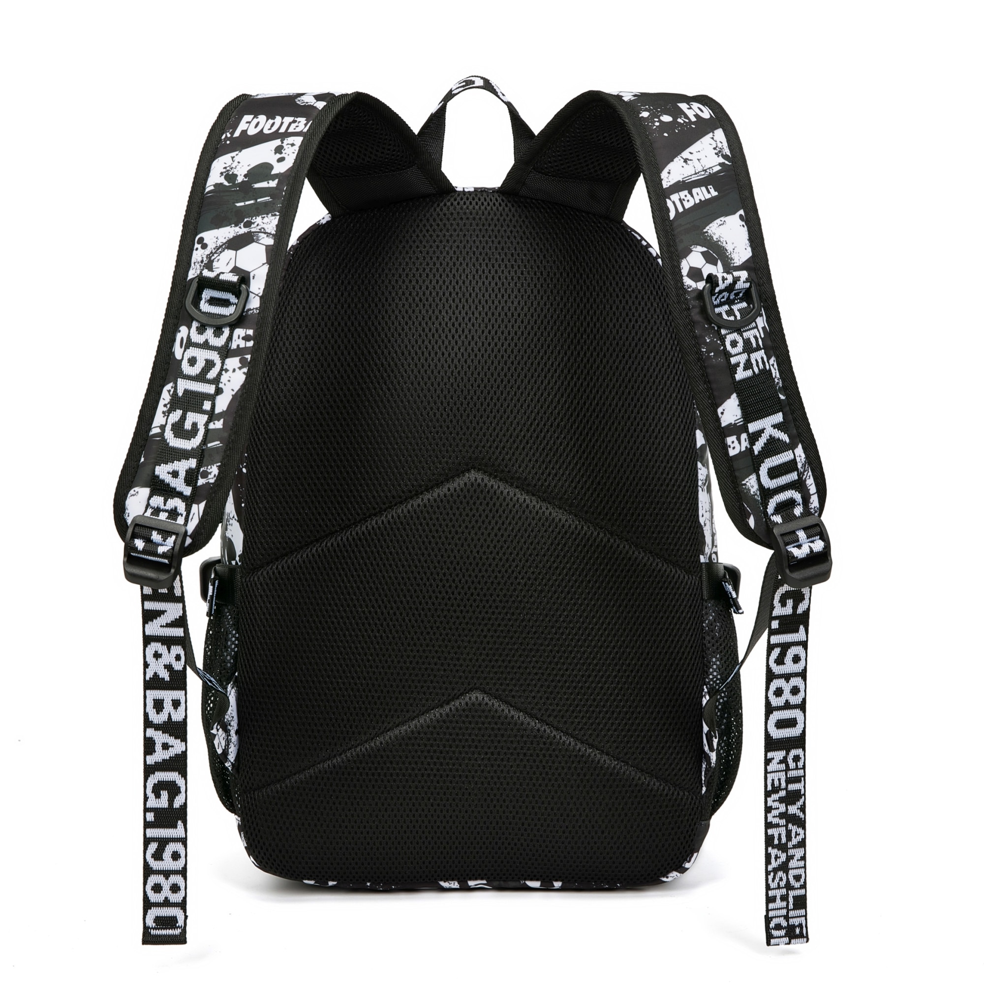 Ghiozdan smart, multifunctional, cu port USB, imprimeu Fotbal ...