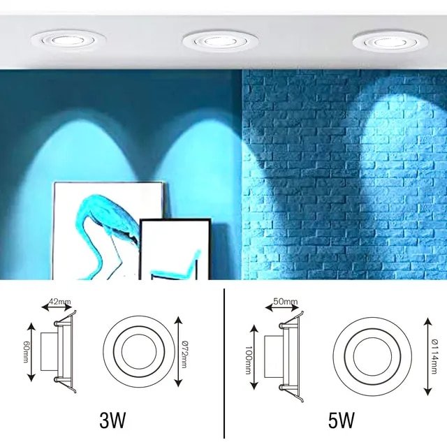 Spot led 5W incastrabil in tavan, reglabil alb rotund ABS 430lm ...