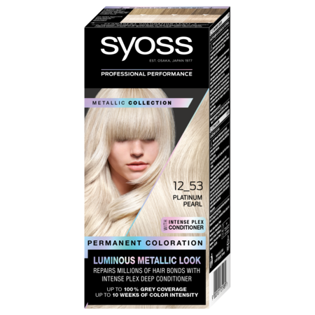 Vopsea de par permanenta Syoss Baseline Metallic Collection, 12-53 Perla Platinata, 115 ml - eMAG.ro