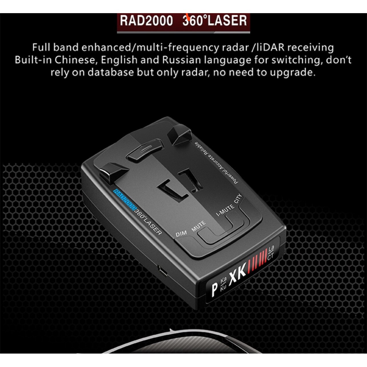 Detector de radar RAD2000, 16 benzi, 360 grade X K KA, detecteaza ...