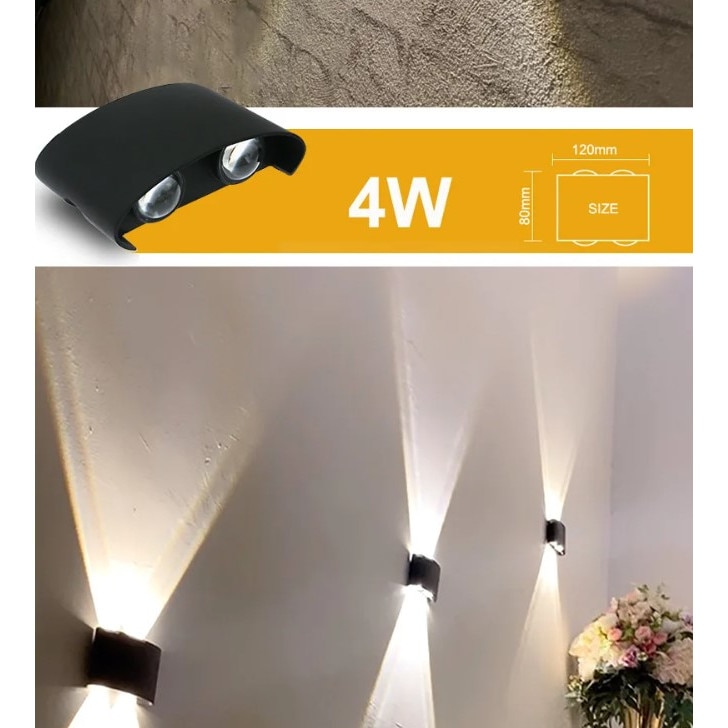 Aplica LED de perete, fatada 4W cu lupa, IP65, lumina calda 3000k ...