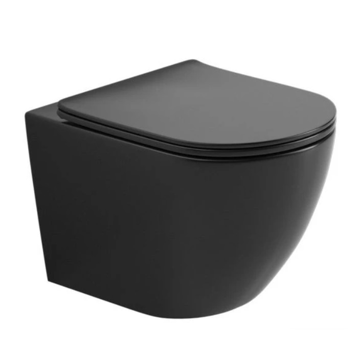 Vas wc suspendat Negru mat 49x36 cm cu capac inchidere lenta din ...