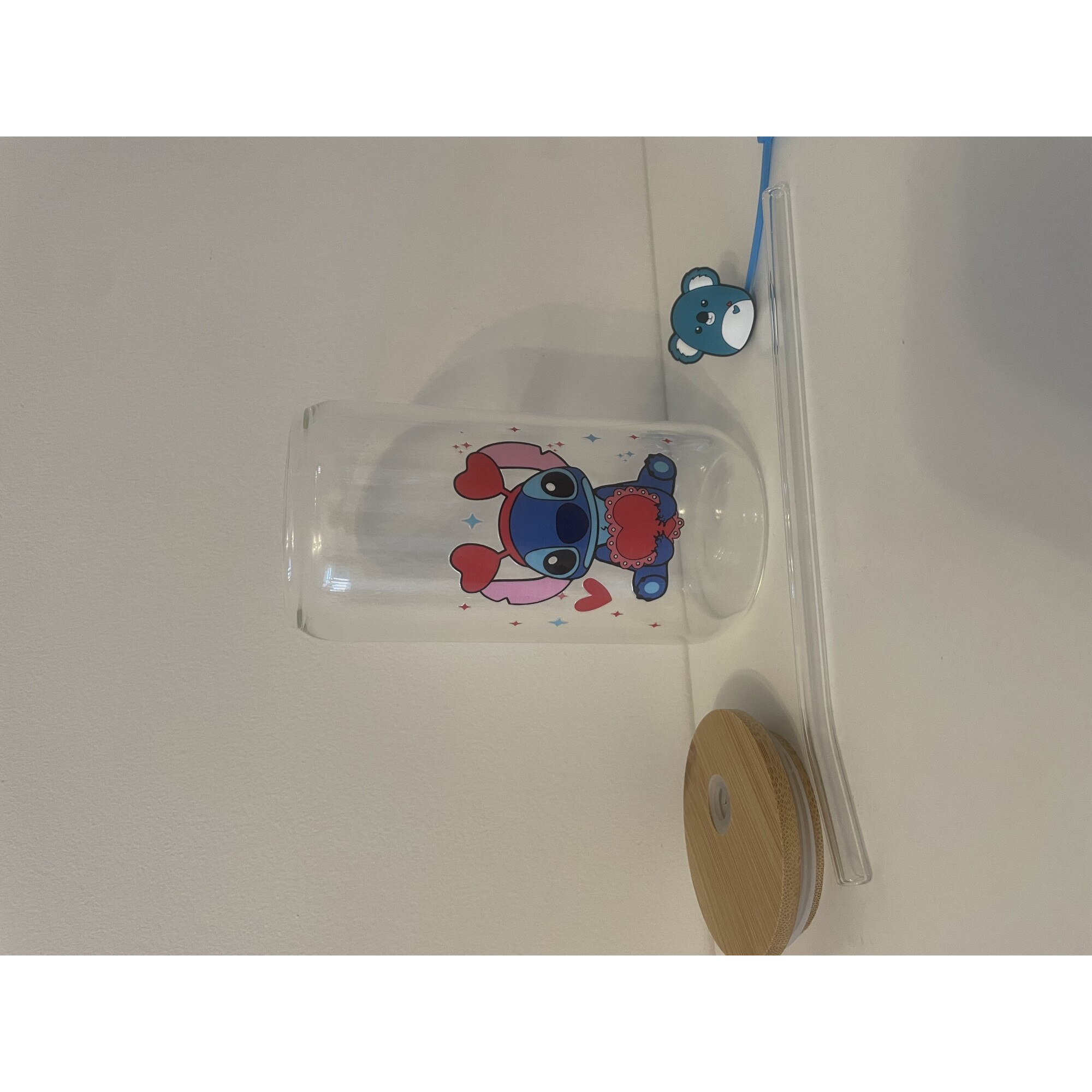 Pahar cu pai si capac pentru pai, din sticla borosilicata transparenta ...
