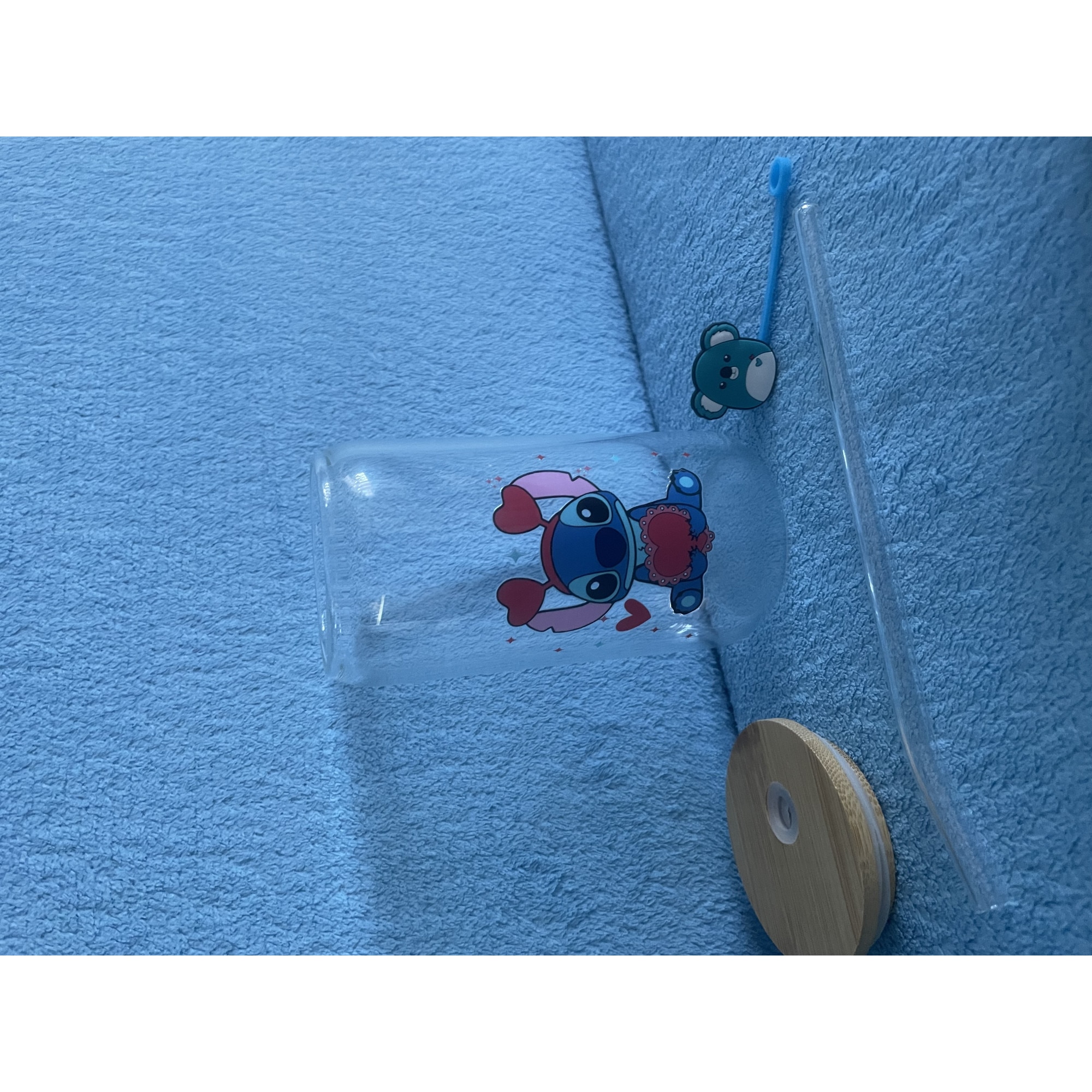 Pahar cu pai si capac pentru pai, din sticla borosilicata transparenta ...