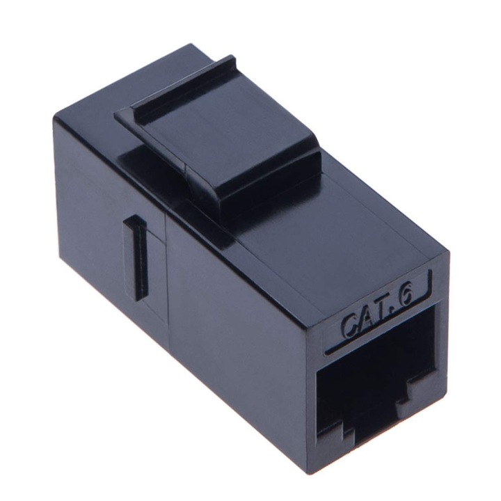Adaptor prelungire cablu retea cat 6 negru, UTP / RJ45 mama pentru ...