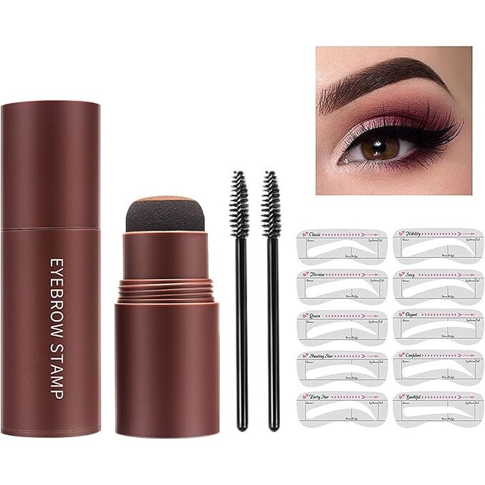 Kit pentru sprancene LDREAMAM, 10 sabloane, rezistent la apa, maro ...