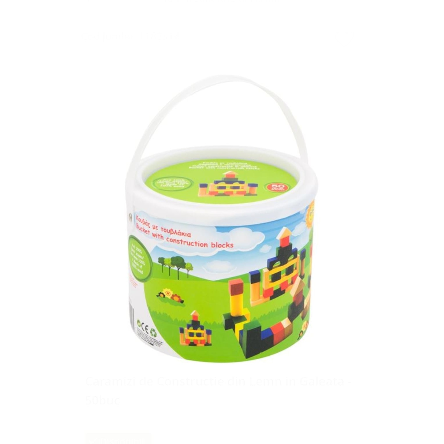 Caramizi, cuburi de lemn de construit pentru copii, 50 piese - eMAG.ro