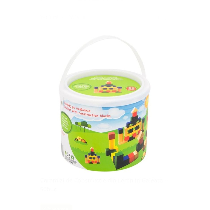 Caramizi, cuburi de lemn de construit pentru copii, 50 piese - eMAG.ro
