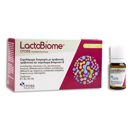 Set 10 fiole probiotice si prebiotice LactoBiome, 10ml, gust fructat ...