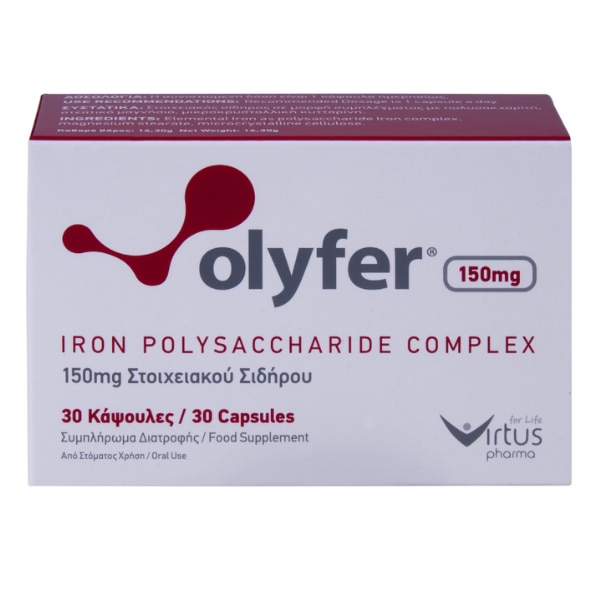 Supliment alimentar Virtus Pharma, Olyfer, Iron polysaccharide complex 150mg, 30 capsule - eMAG.ro