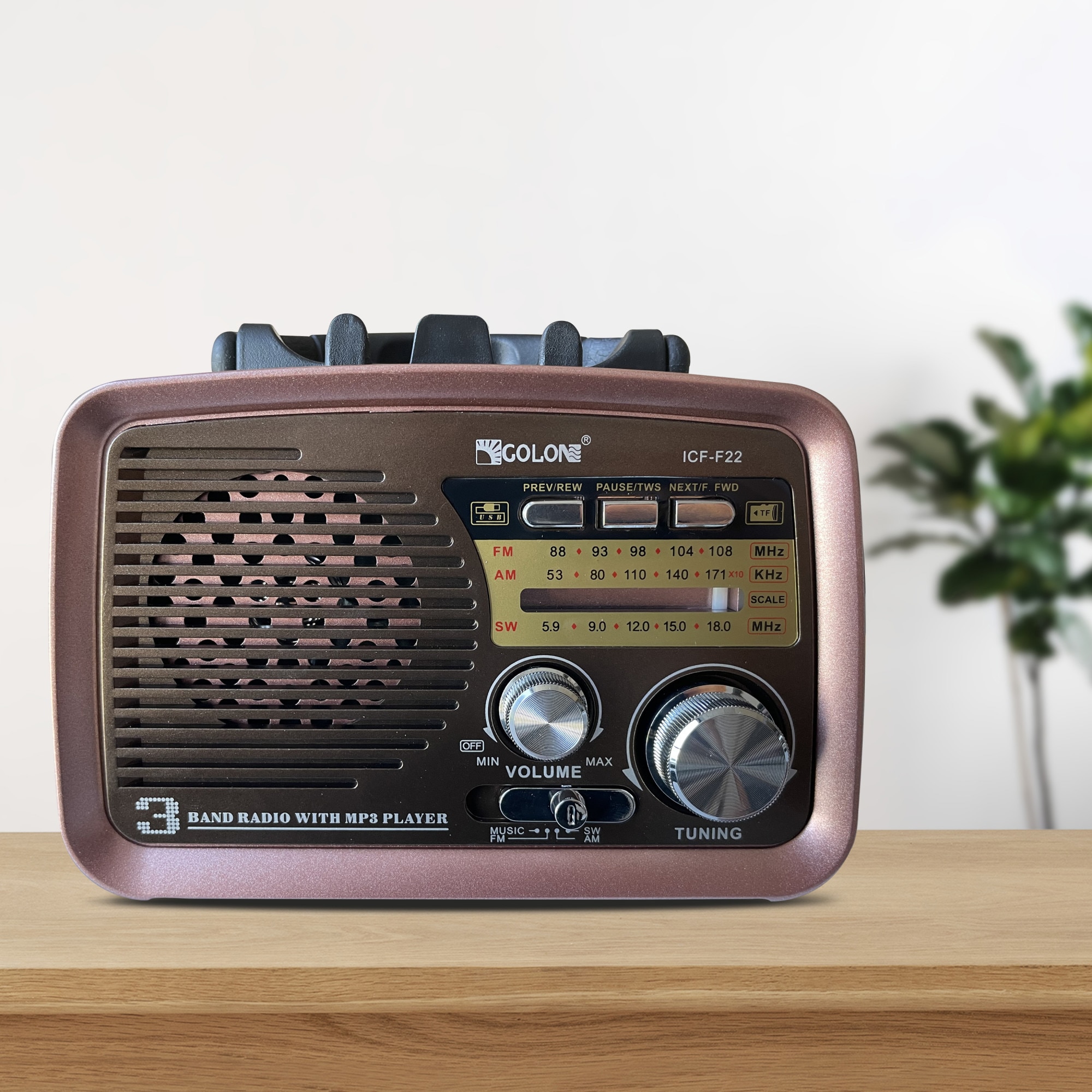 Mini Radio Retro Portabil, Baterie Incorporata, Bluetooth, USB, SD Card ...