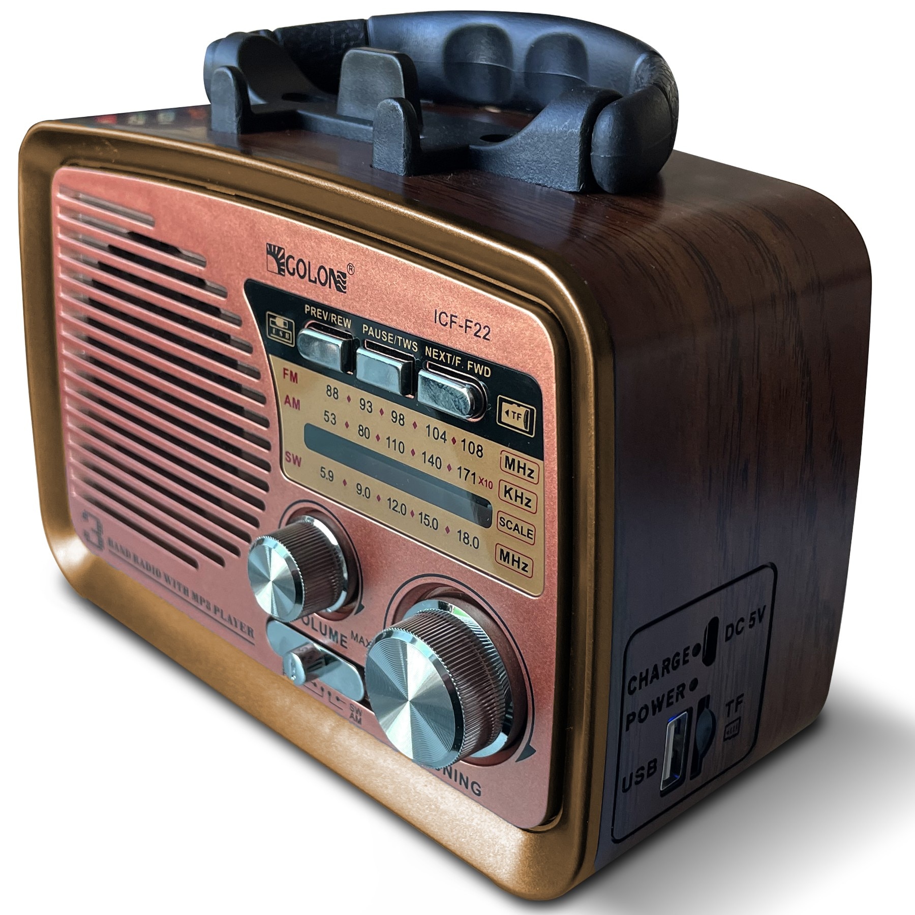 Mini Radio Retro Portabil, Baterie Incorporata, Bluetooth, USB, SD, 16 ...