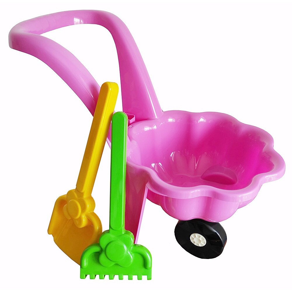 Carucior cu jucarii de nisip, Plaja set, Roaba, Roz - eMAG.ro