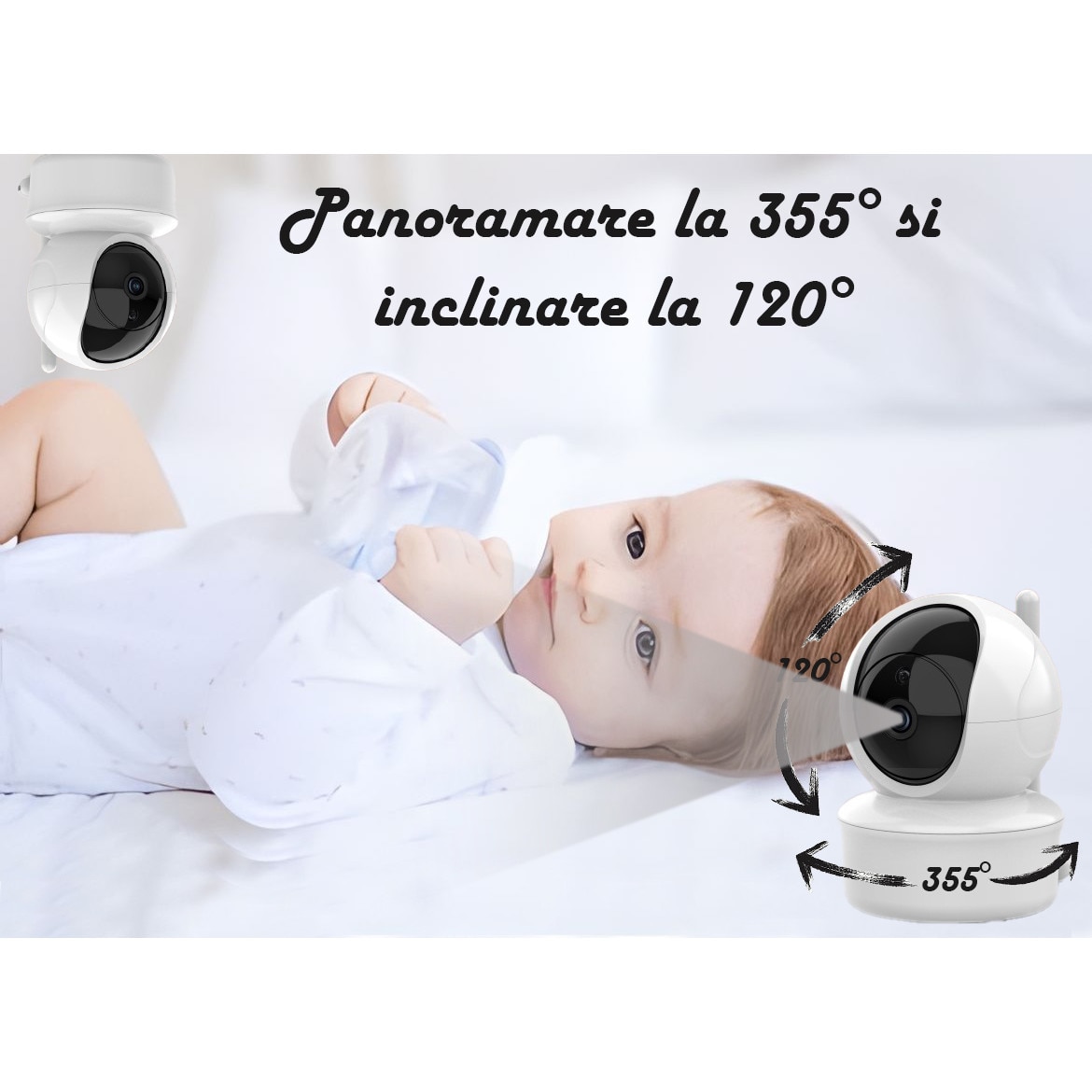 Monitor pentru Bebelusi CatExellence®, Camera Audio-Video, Ecran HD ...