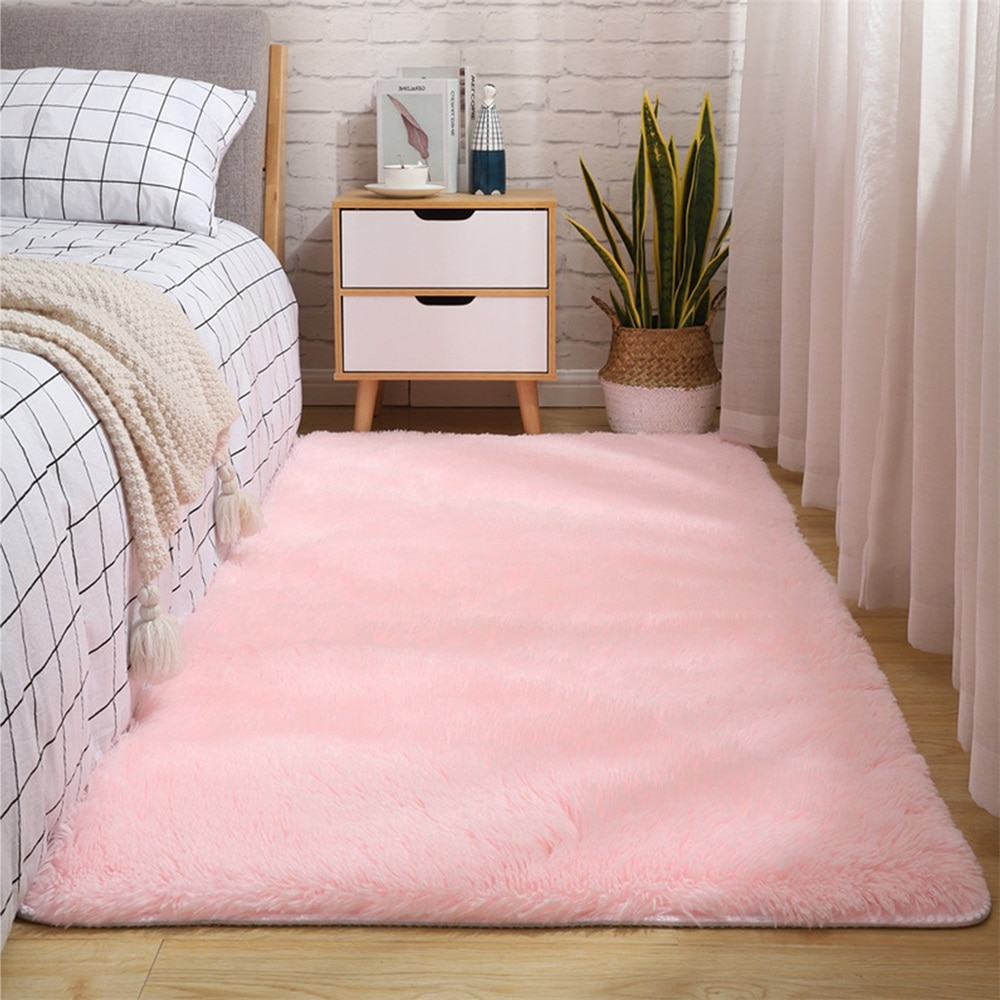 Covor pufos pentru copii, decorativ, plus, roz - eMAG.ro