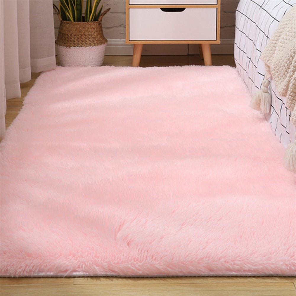 Covor pufos pentru copii, decorativ, plus, roz - eMAG.ro