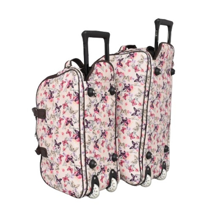 Set Genti de voiaj cu roti si bara de tractiune 2446-10, 60/35/32 cm ...