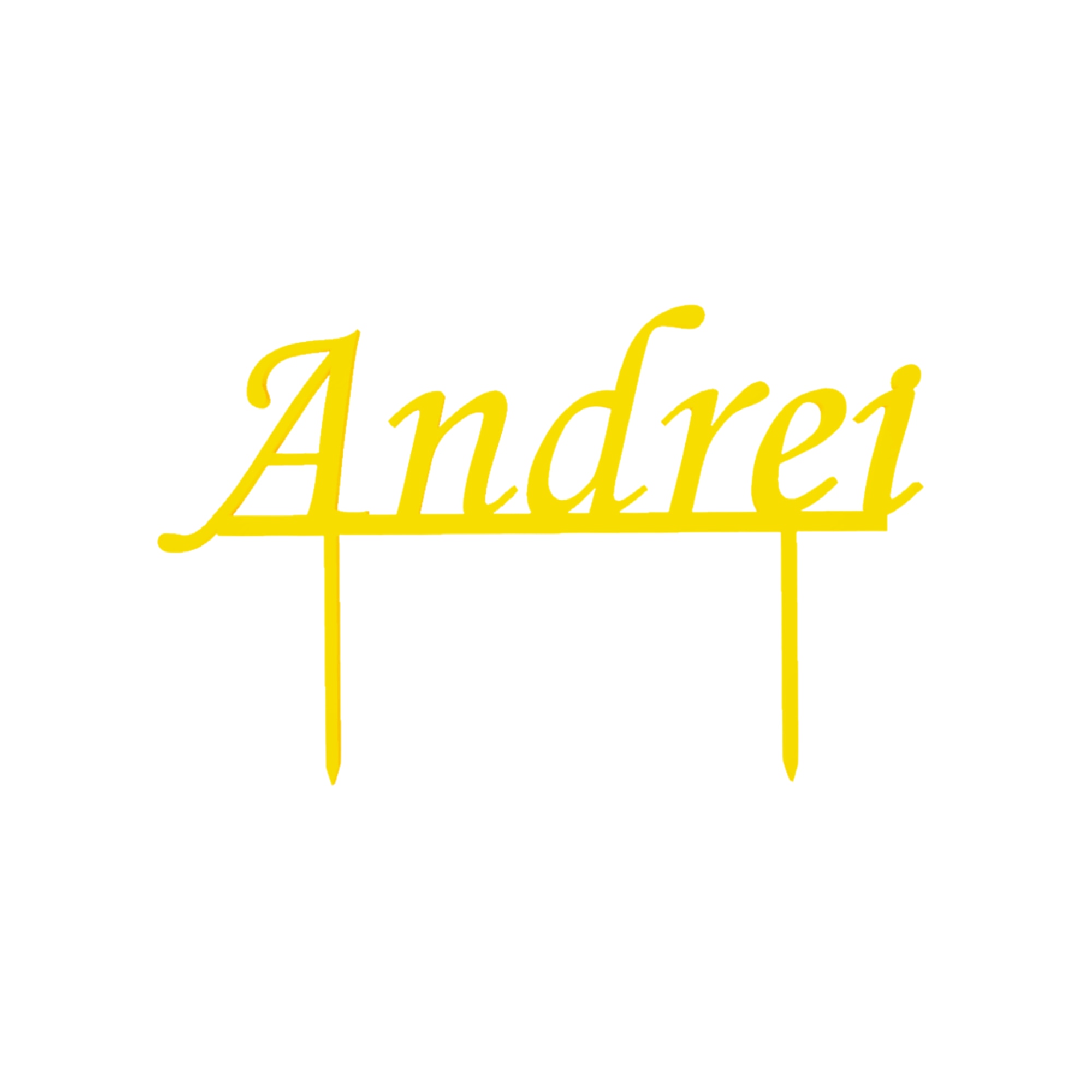 Topper tort, "ANDREI", zi de nastere, aniversare 11,5 x 18,4 cm galben ...