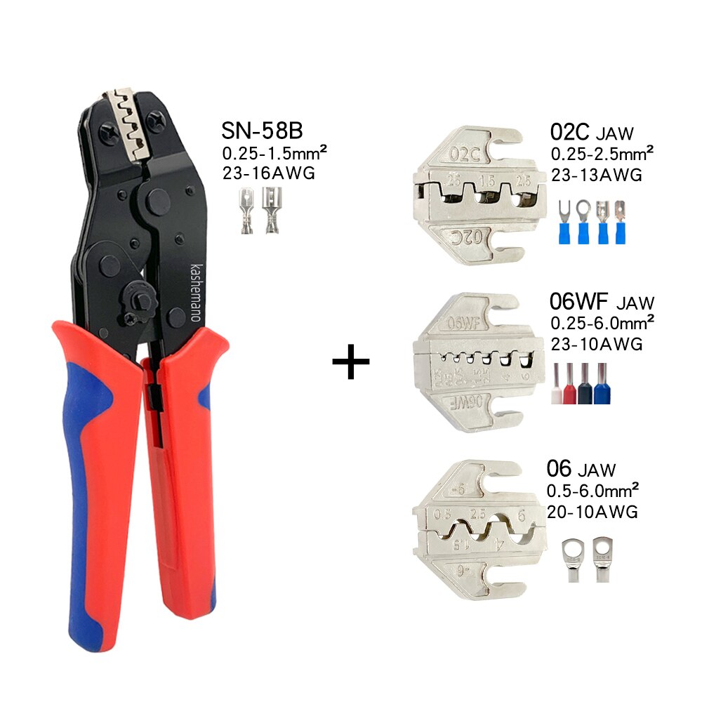 Terminal Cleste de sertizare SN58B Set cu 3 falci interschimbabile ...