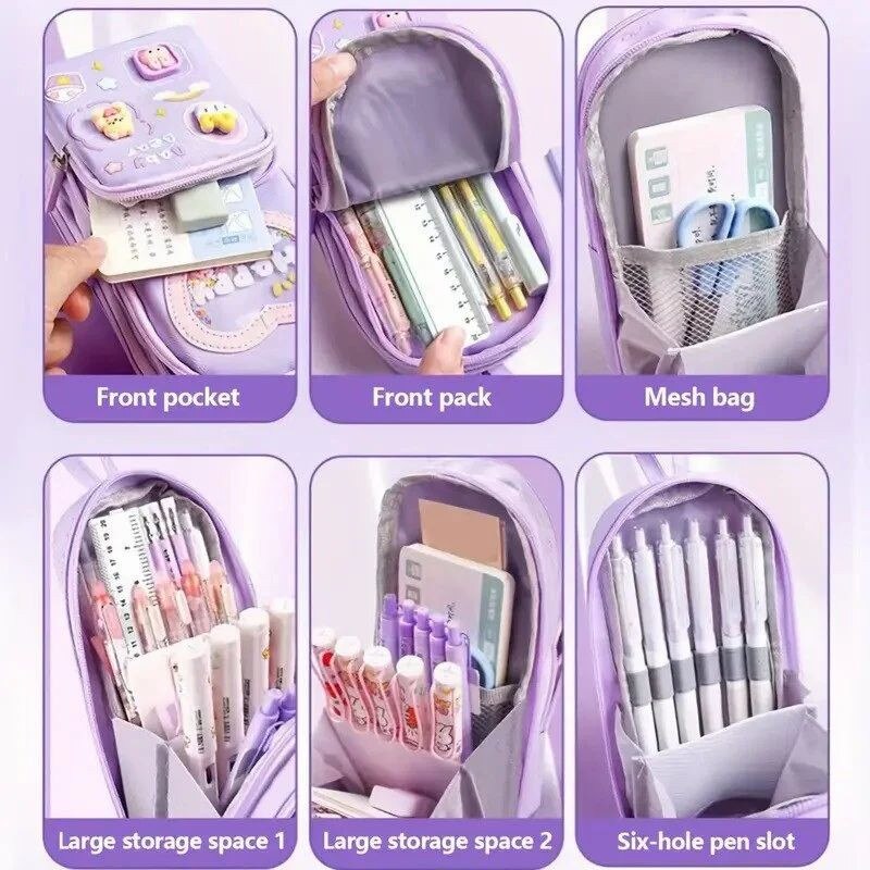 Penar fete, Valuxor®, 3 compartimente, set cu creioane colorate ...