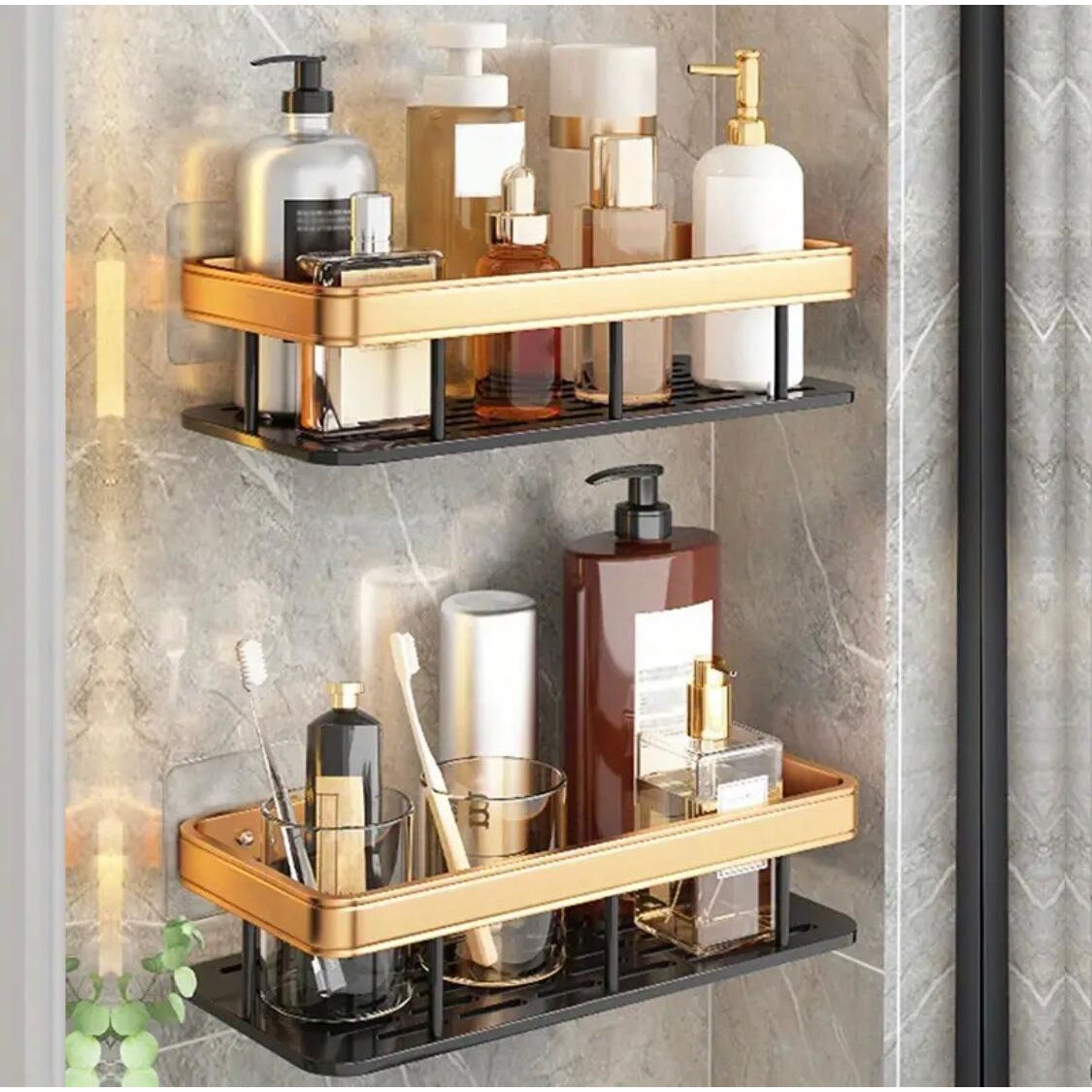 Raft de dus, etajera dreptunghiulara pentru baie, din aluminiu, pentru ...