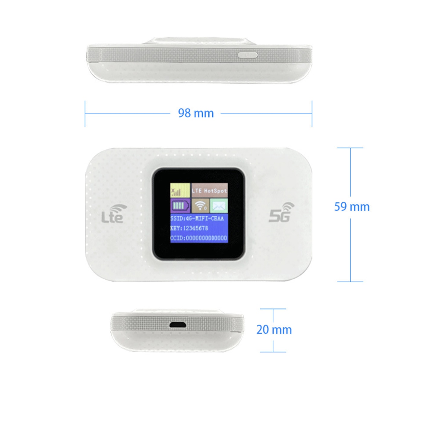 Modem WIFI de buzunar 4/5G LTE, ambrasmart, Alb, Cu baterie si sloturi ...