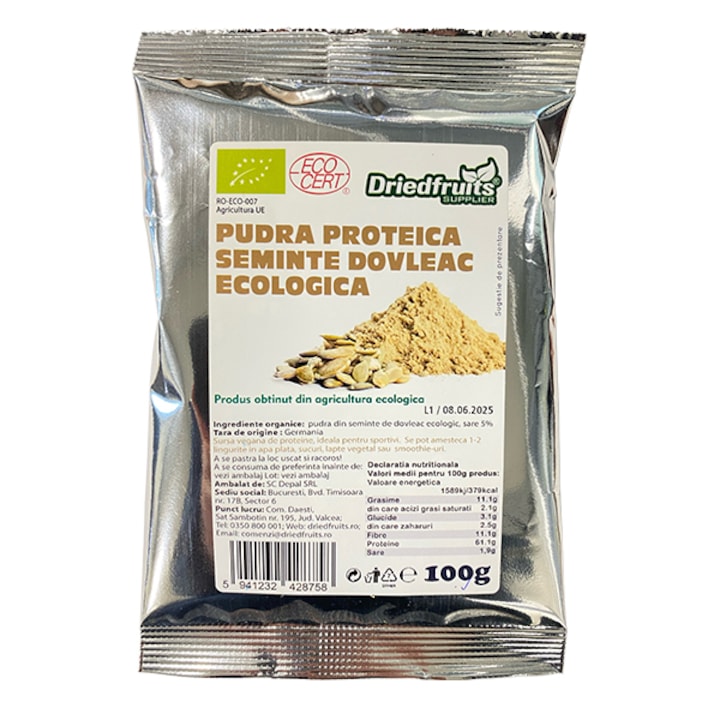 Pudra proteica din seminte de dovleac BIO - 100 g - eMAG.ro