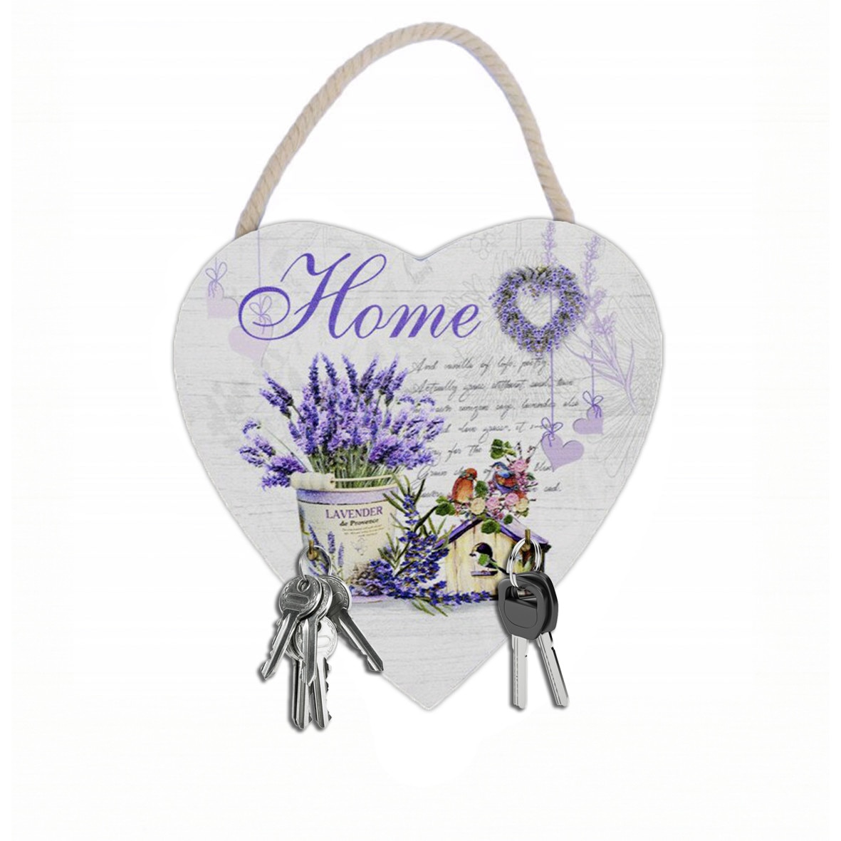 Decoratiune suport pentru chei cu 2 carlige, in forma de inima, model ...