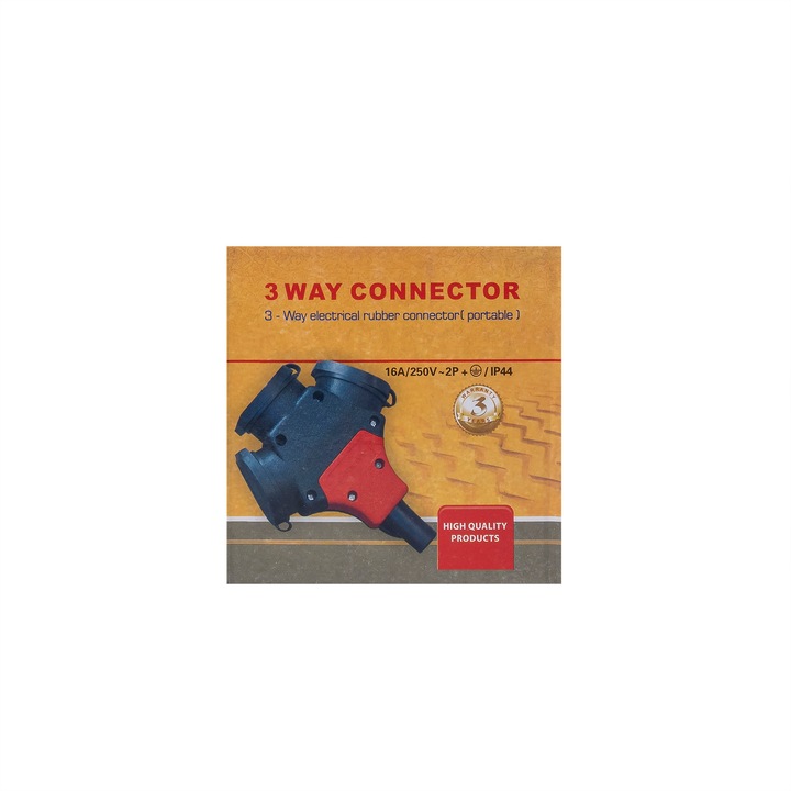 Cupla tripla din cauciuc, 16A, 250V, protectie IP44, Z-TOOLS / ZTS 8412 ...