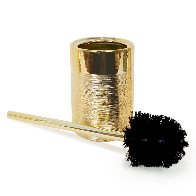 Perie wc din ceramica si metal, Frandis, 10x37 cm, aurie, 190769 - eMAG.ro