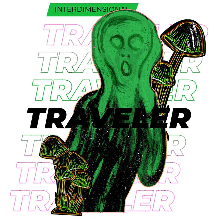 Sticker Cu Extraterestru, Text In Engleza Traveler, Influenta Leonardo ...