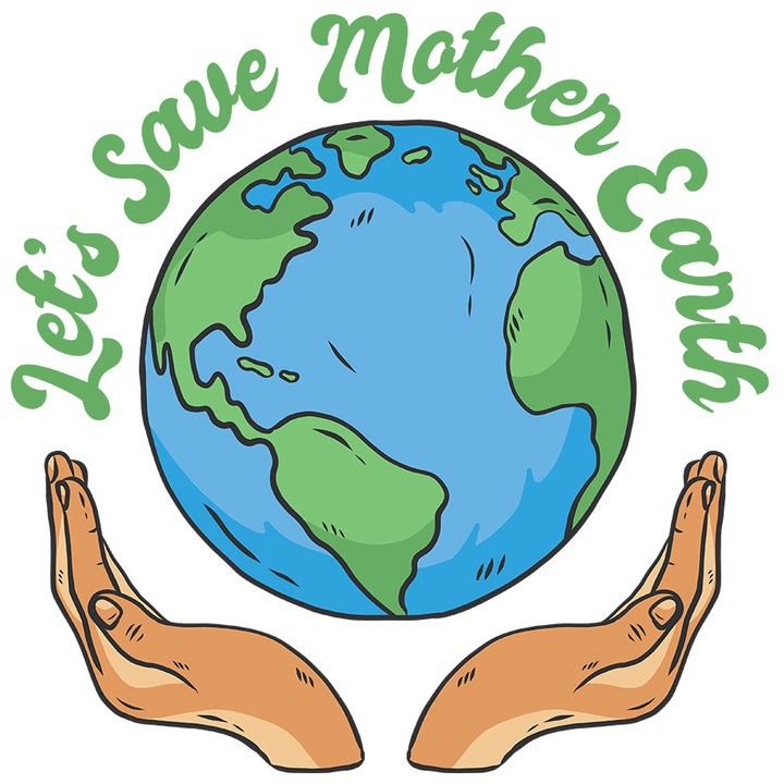 Sticker Cu Planeta Pamant Maini Grijuli, Text in Engleza Let's Save ...