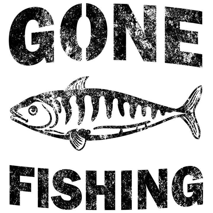 Sticker Cu Mesajul Gone Fishing, Peste, Lumea Acvatica, Cadou Pentru ...