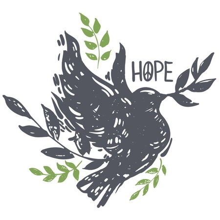 Sticker Cu Porumbel Cu O Ramuria in Gura, Hope, Simbol Pace, Iubire ...