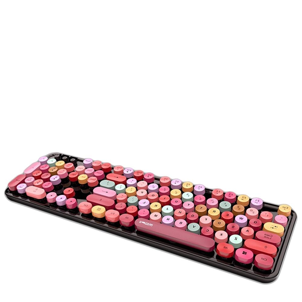 Tastatura Bluetooth QttvbTna, membrana, roz, 108 taste, USB-C - eMAG.ro