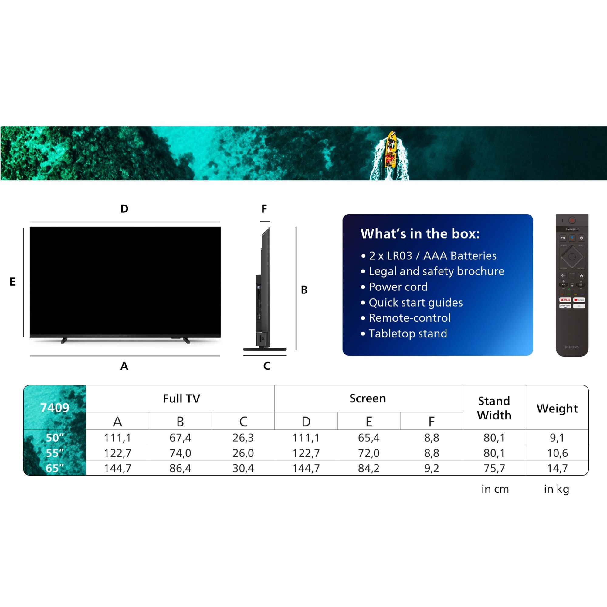 Philips 55PUS7409/12 LED Smart televízió, 139 cm, Google TV, 4K Ultra ...