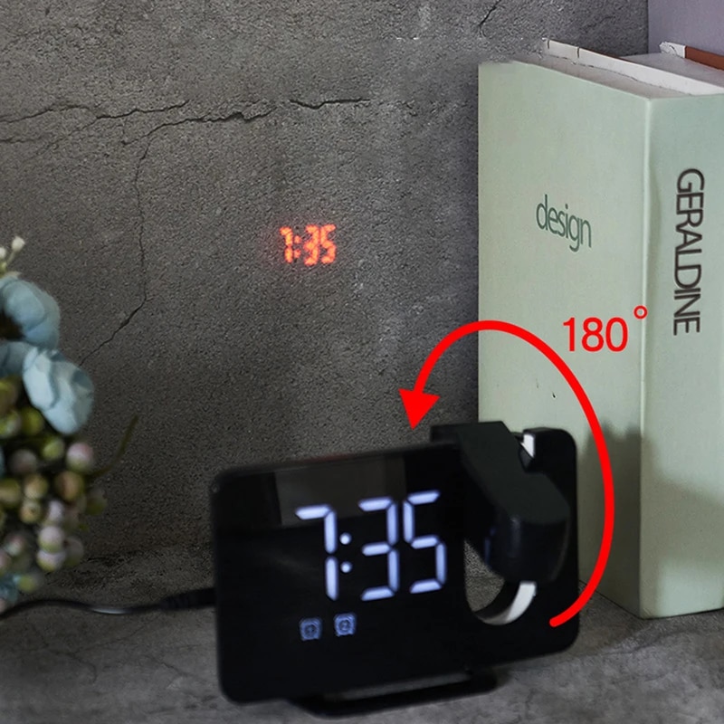 Ceas Digital cu Proiectie LED Alb, Radio si Alarma – Ecran cu 2 ...