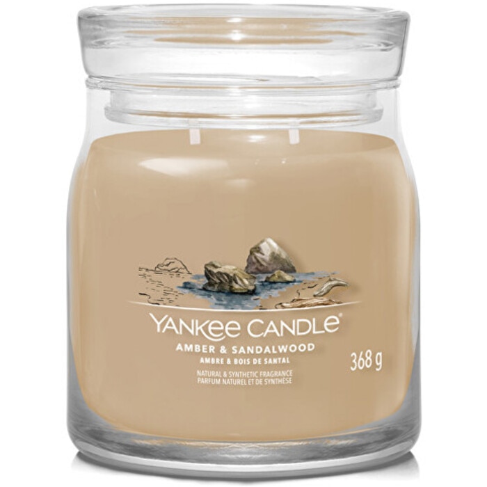 Lumanare parfumata Yankee Candle Signature, Amber & Sandalwood, Borcan ...
