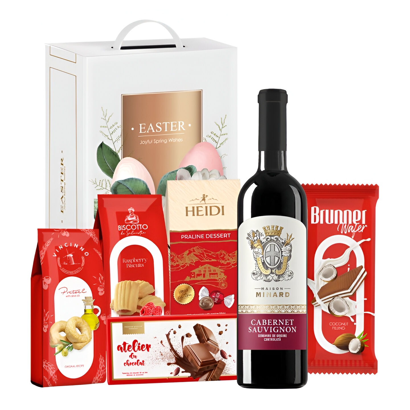 Pachet cadou Grazie - Gift Idea, cu vin rosu Maison Minard Cabernet ...