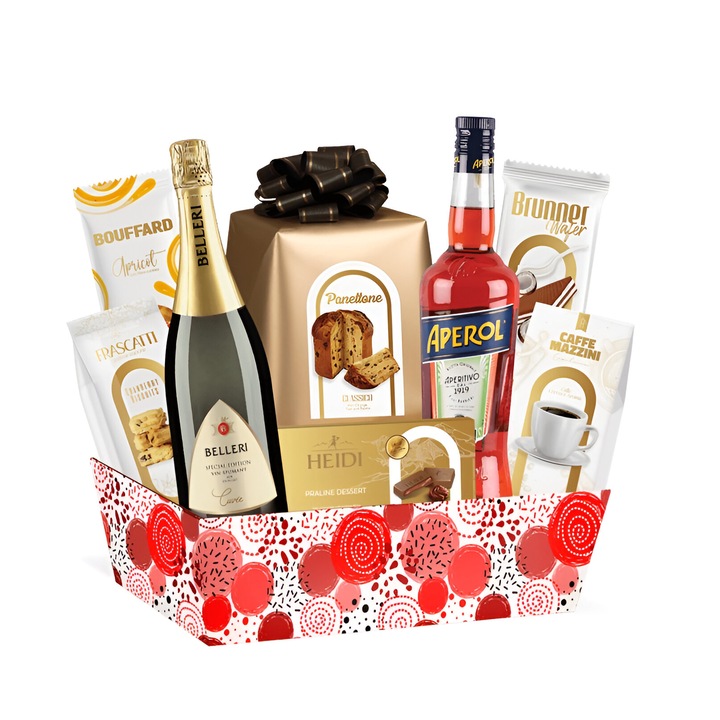 Cos cadou Sapori - Gift Idea, cu aperitiv Aperol, spumant Belleri ...