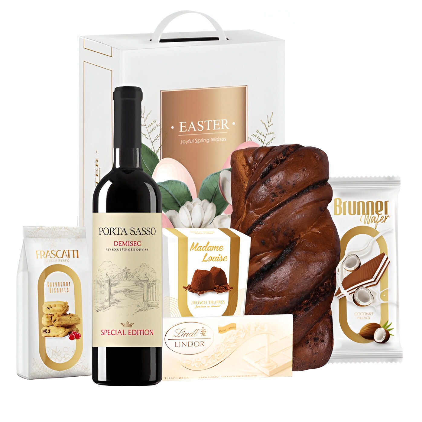 Pachet cadou Surprise - Gift Idea, cu vin rosu Porta Sasso, cozonac cu ...